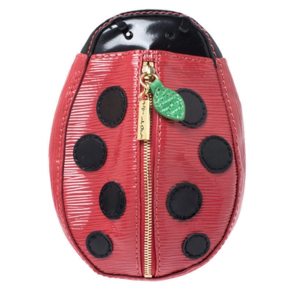 Alice + Olivia Red/Black Epi Leather Lady Bug Pouch - Gem